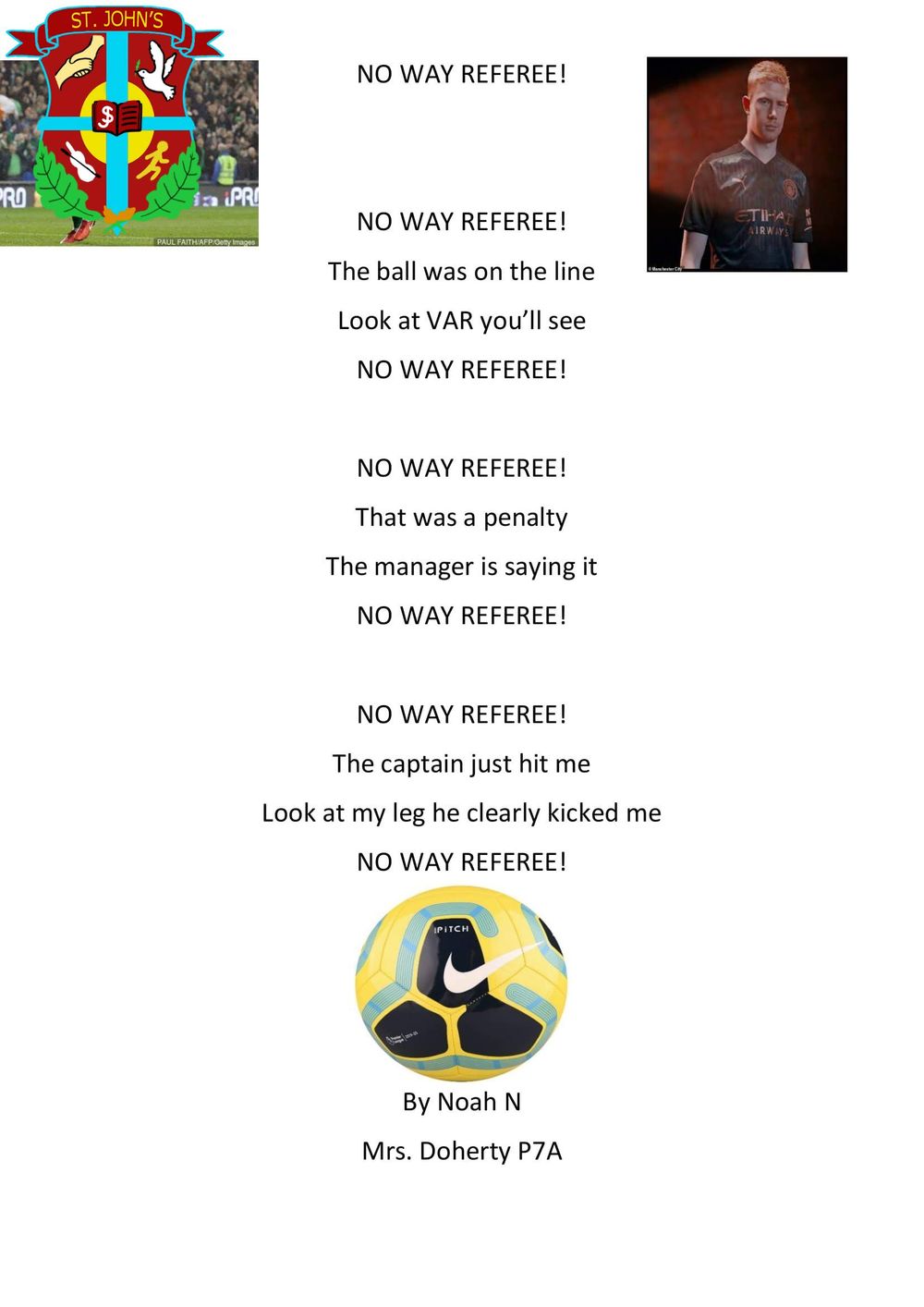 Some fabulous football poetry from Year 7A