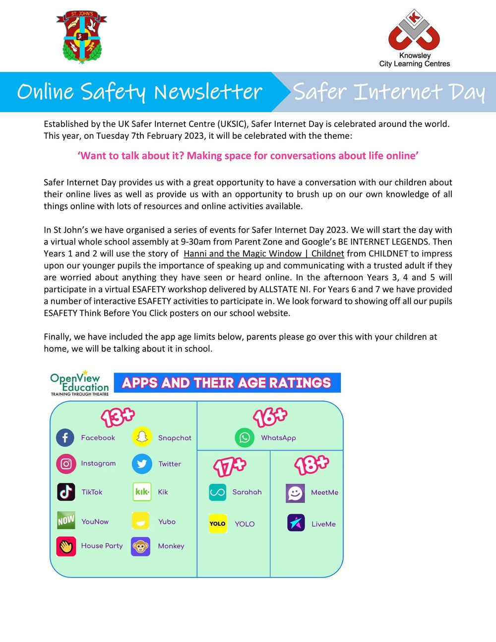Online Safety Newsletter - Safer Internet Day
