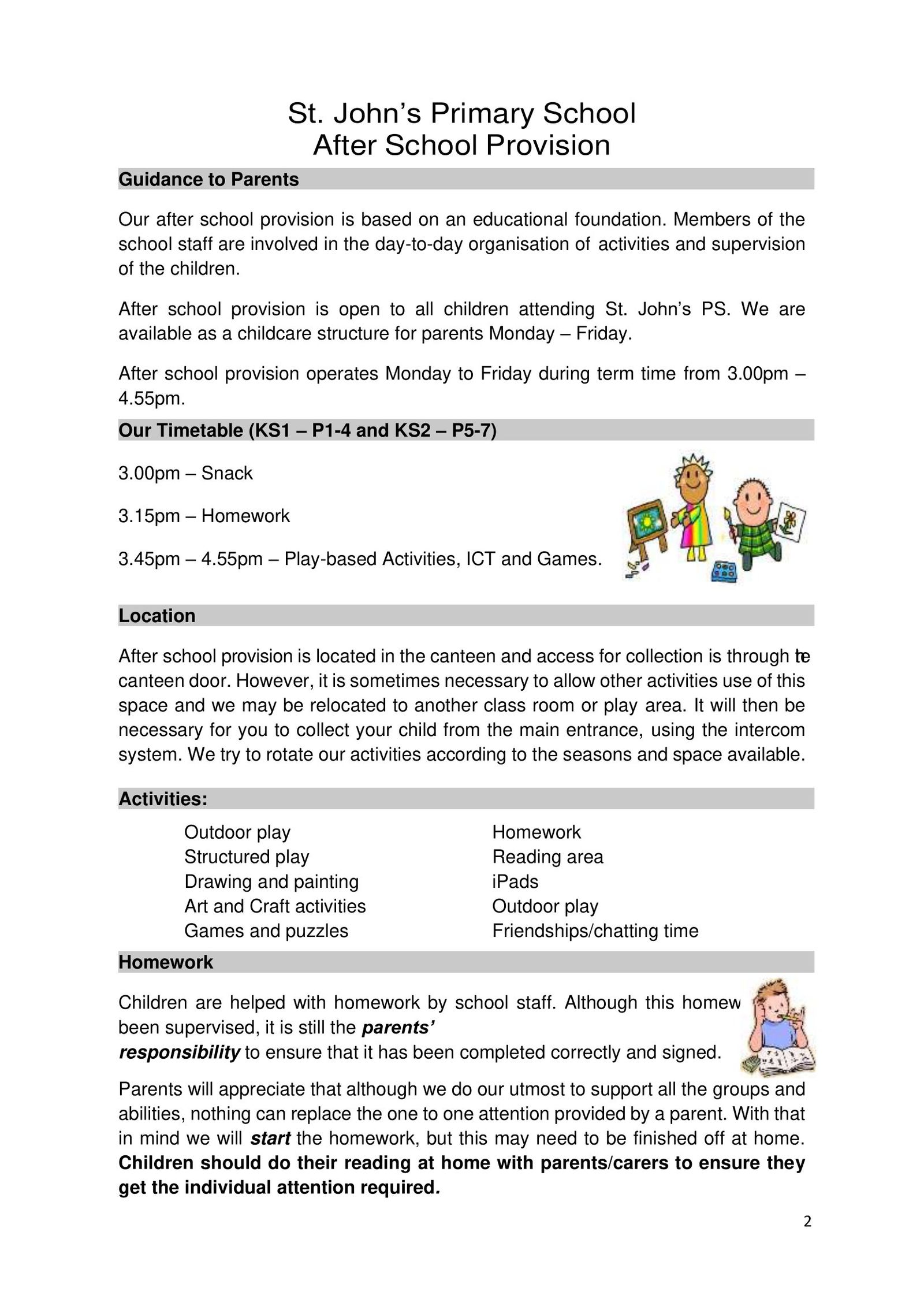 After School Provision - Parent Guide
